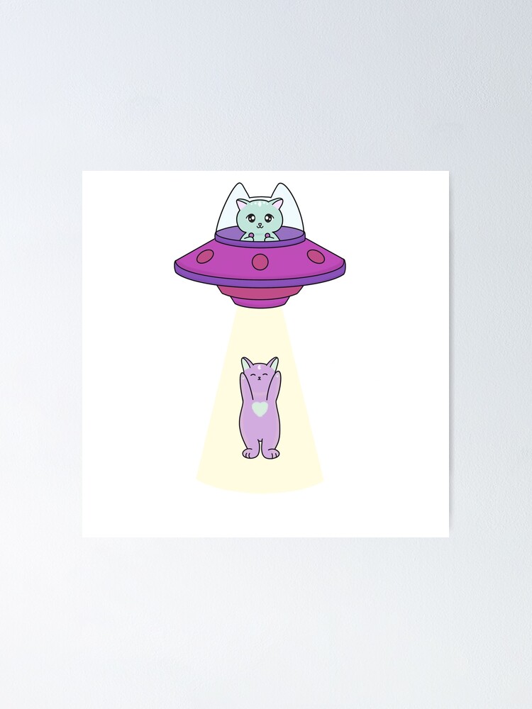 "Alien ufo kawaii cat" Poster for Sale by Matou-illustre | Redbubble