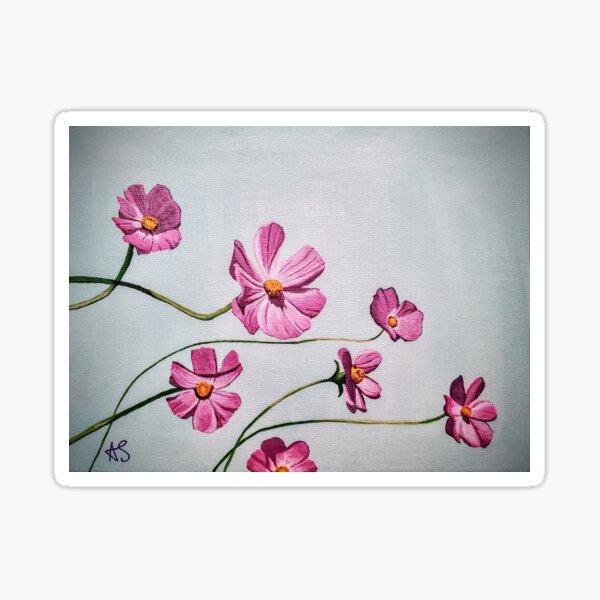 "Pink Cosmos Flowers" Sticker for Sale by sheeleyalicia | Redbubble