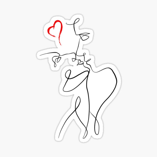 "Kiss Line art design" Sticker for Sale by KoMad | Redbubble