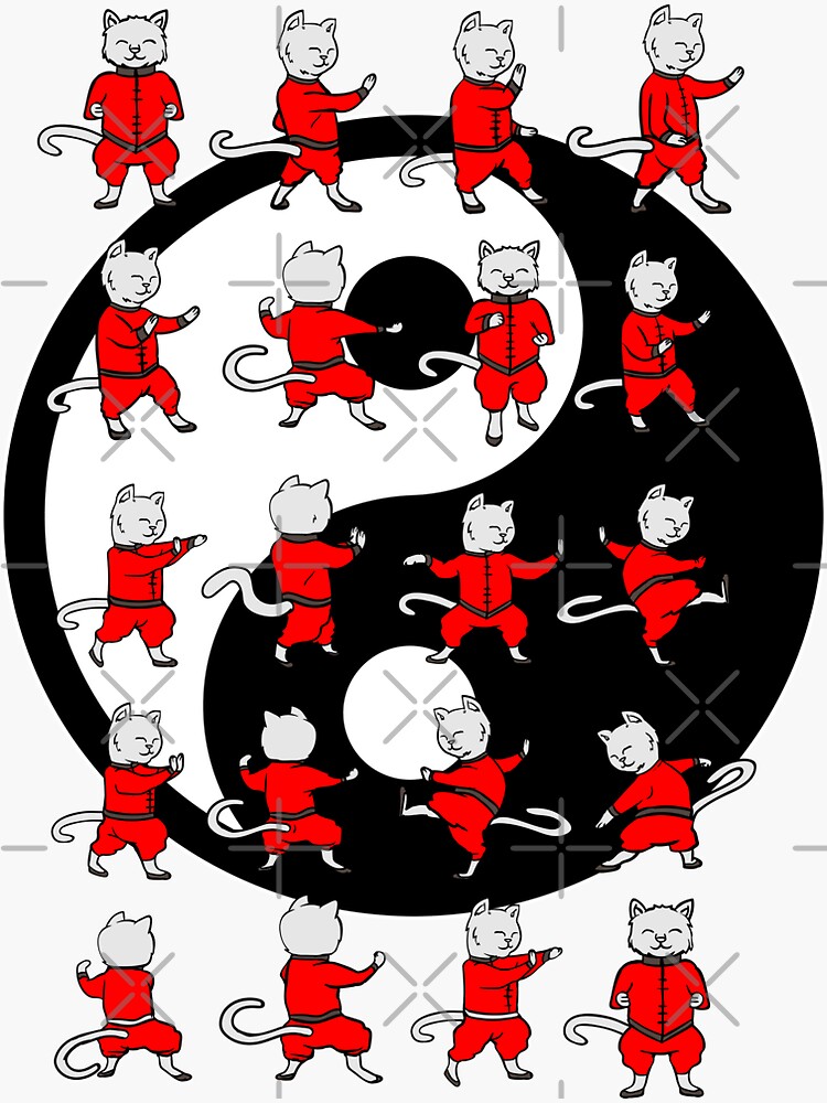 "Funny Tai Chi Cat Moves Yin Yang Design print" Sticker for Sale by D-C ...