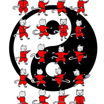 "Funny Tai Chi Cat Moves Yin Yang Design print" Sticker for Sale by D-C ...