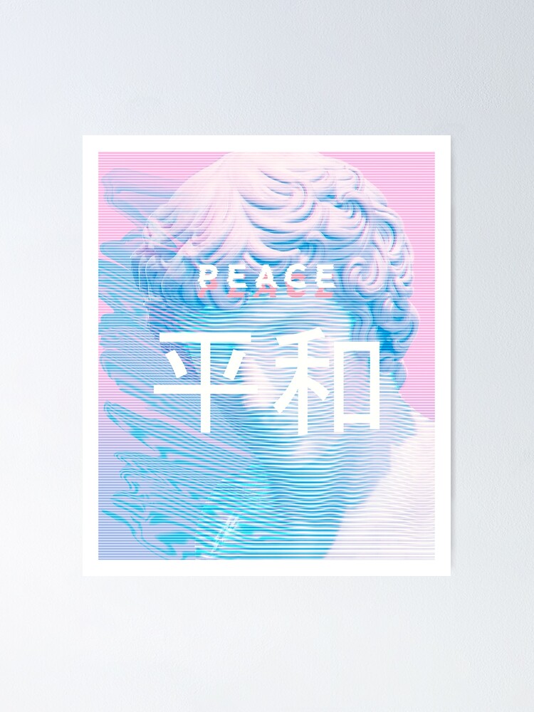 "Vaporwave Peace. Aesthetic Dreamcore with a Glitch Statue print ...