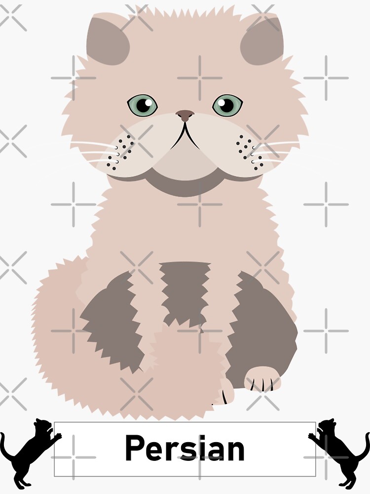 Pegatina «Raza de gato persa - Estilo de arte de dibujos animados» de ...
