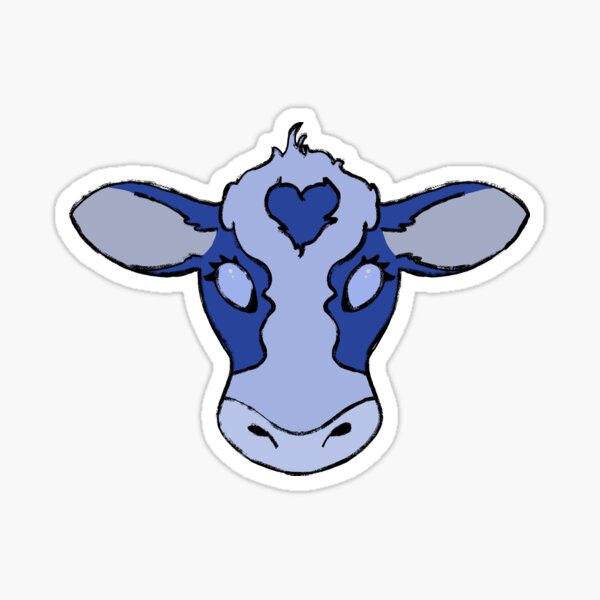 "Blue Cow" Sticker for Sale by LunaEatsCricket | Redbubble