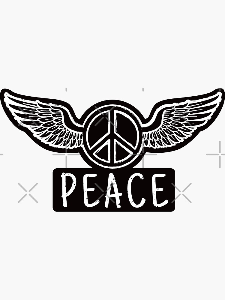 "Peace Sign (white) • Angel Wings" Sticker for Sale by SouthAndSunny ...