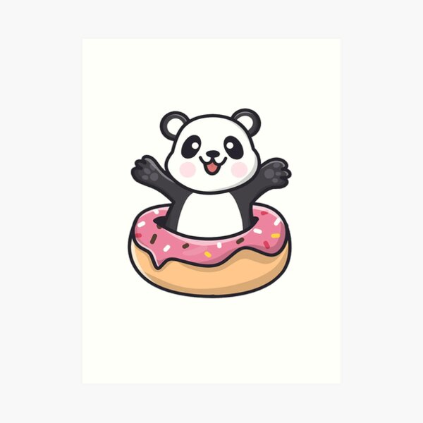 "CUTE PANDA POPPING OUT OF A DONUT" Art Print for Sale by ...