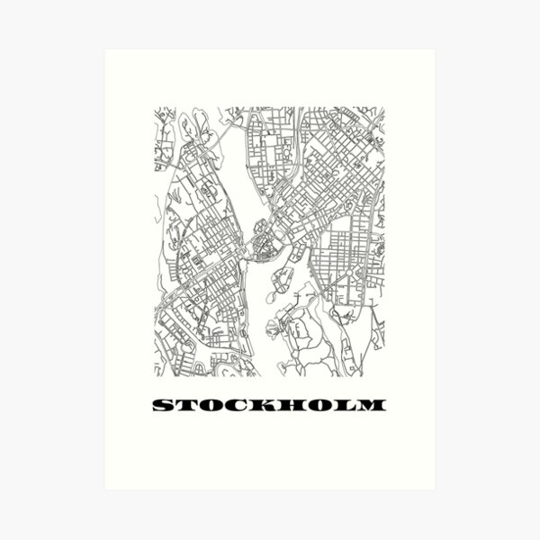 "Map of Stockholm, Sweden Minimalist Line Drawing" Art Print for Sale ...