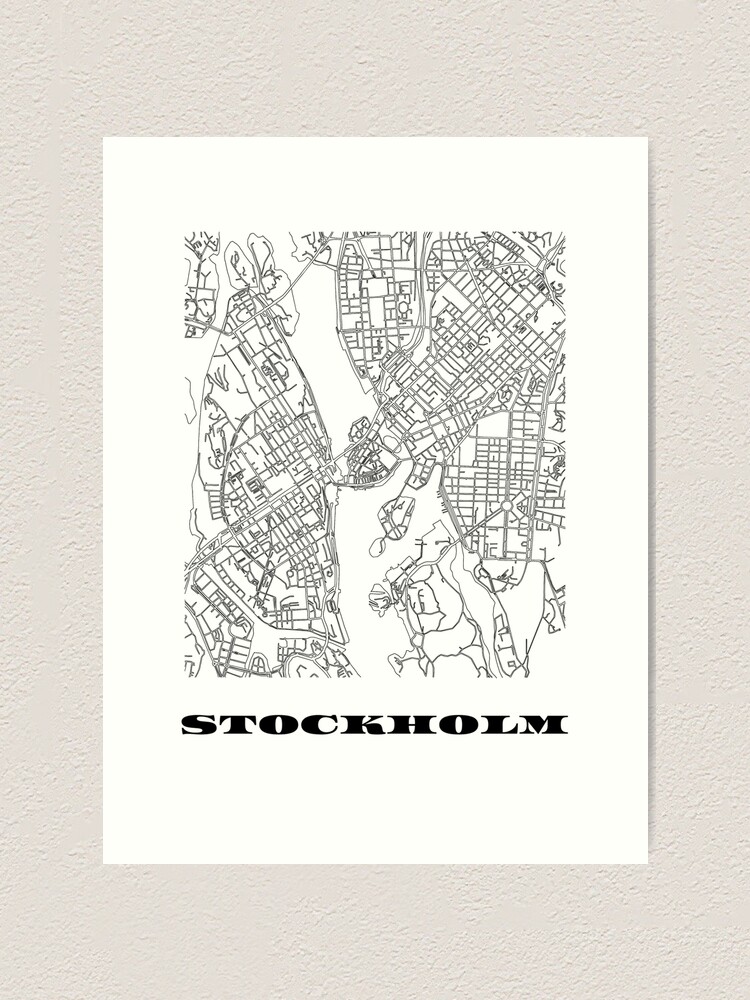 "Map of Stockholm, Sweden Minimalist Line Drawing" Art Print for Sale ...