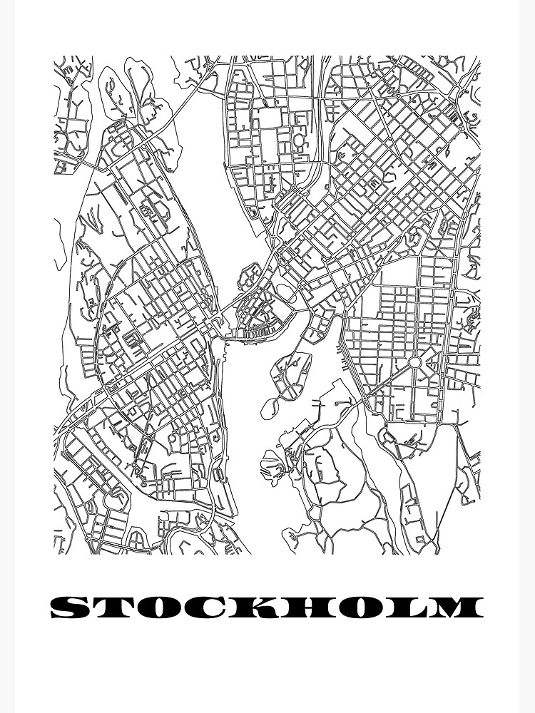 "Map of Stockholm, Sweden Minimalist Line Drawing" Art Print for Sale ...