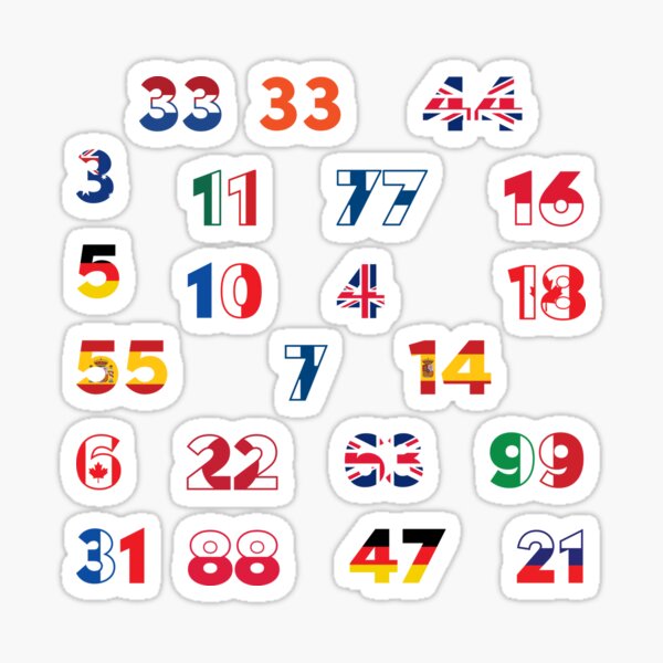 "Driver Numbers 2021 Set" Sticker for Sale by F440 | Redbubble