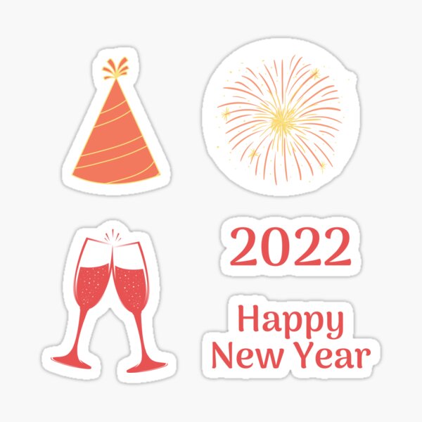 "Happy New Year 2022 Sticker Pack Red" Sticker for Sale by ...