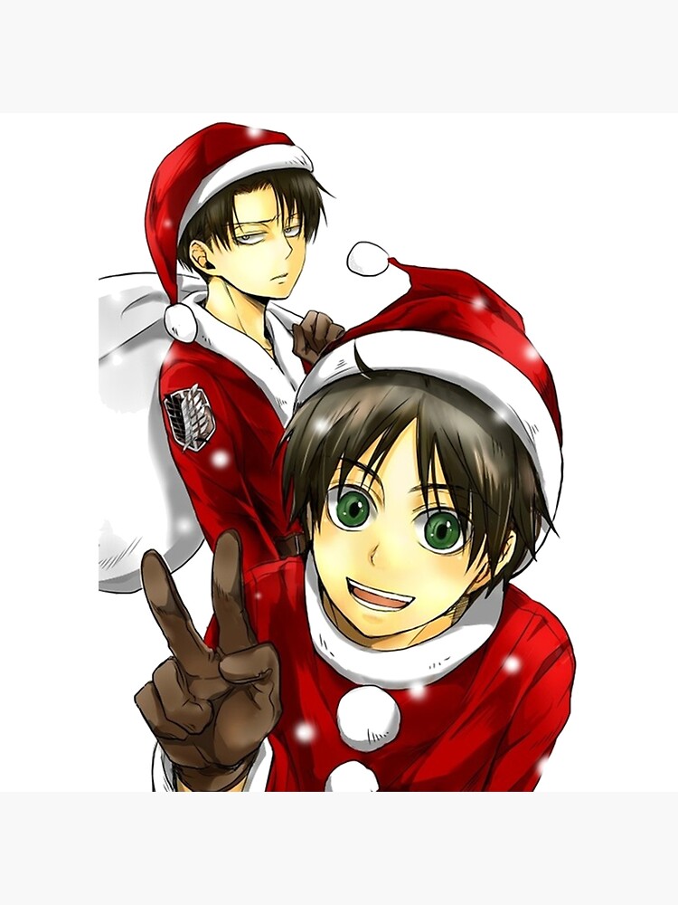 "attack on titan : levi ackerman , eren yeager , christmas " Poster by ...