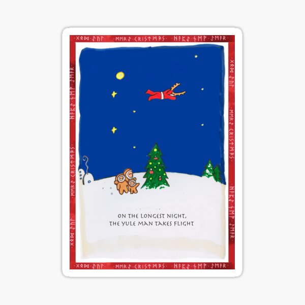 "Yule Man Takes Flight! - Funny alternative pagan Christmas" Sticker ...