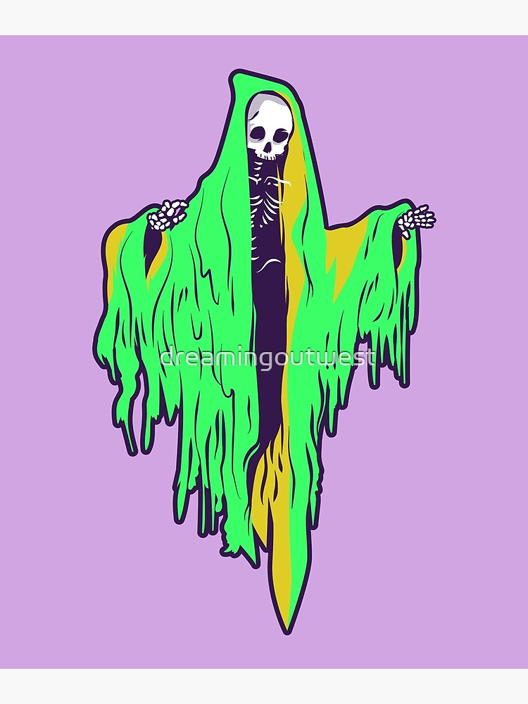 "Neon green melting reaper " Poster for Sale by dreamingoutwest | Redbubble