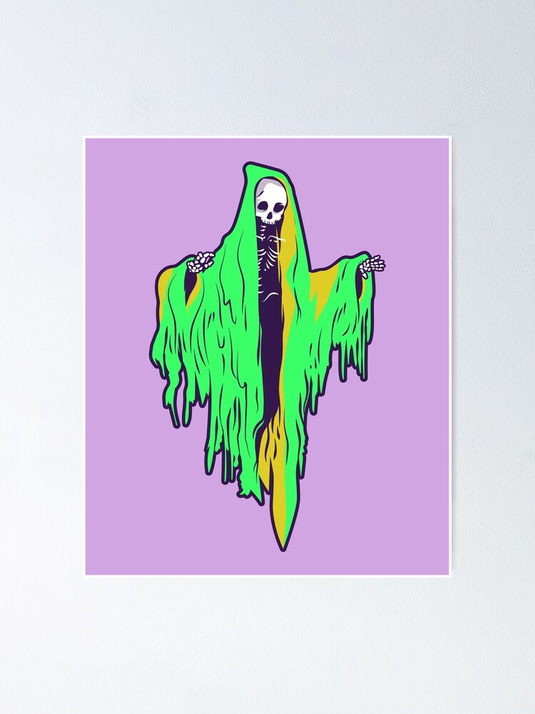 "Neon green melting reaper " Poster for Sale by dreamingoutwest | Redbubble