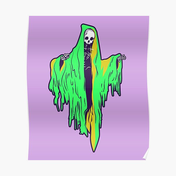 "Neon green melting reaper " Poster for Sale by dreamingoutwest | Redbubble