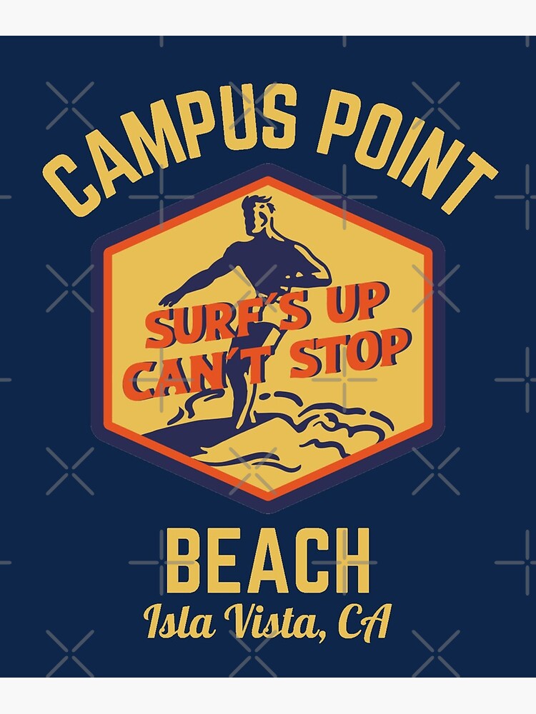 "Retro Campus Point Beach, Isla Vista, California, Gold Text- Retro ...