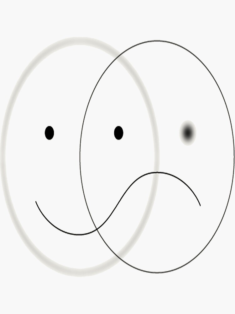 "two faces happy sad " Sticker by mohammeddryef | Redbubble