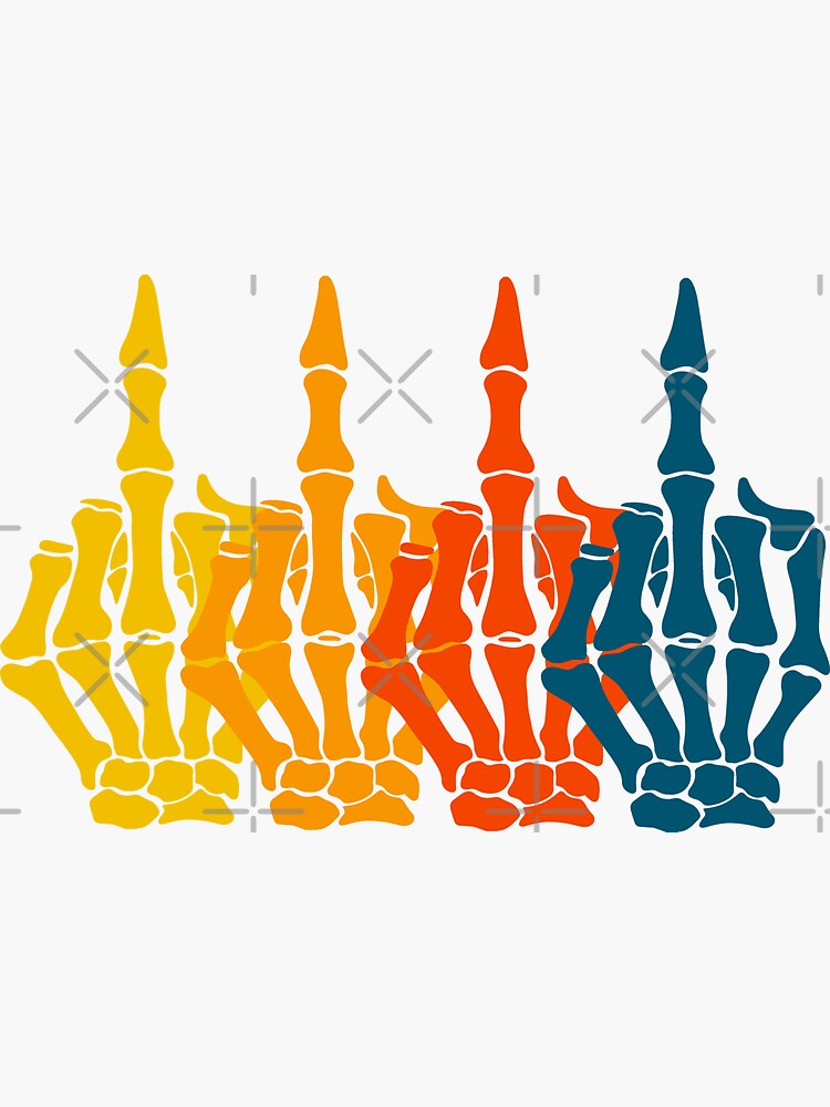 "Retro Vintage Finger, Skeleton Finger, Rude Finger - Up Yours" Sticker ...