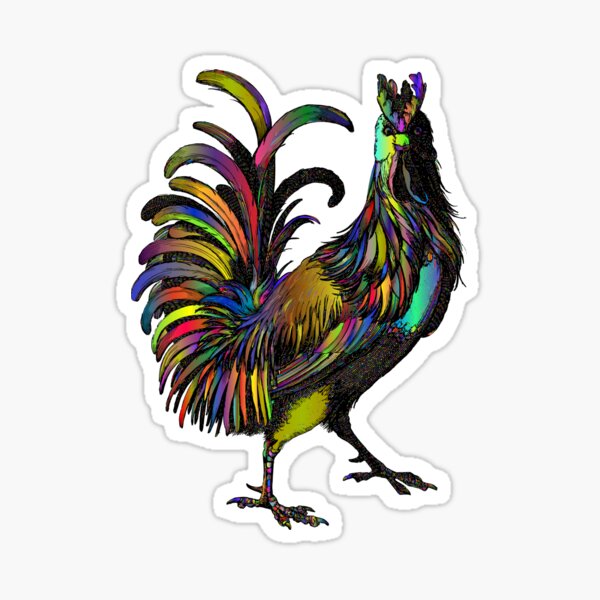 "Colorful Bird Rooster" Sticker for Sale by Adn9 | Redbubble