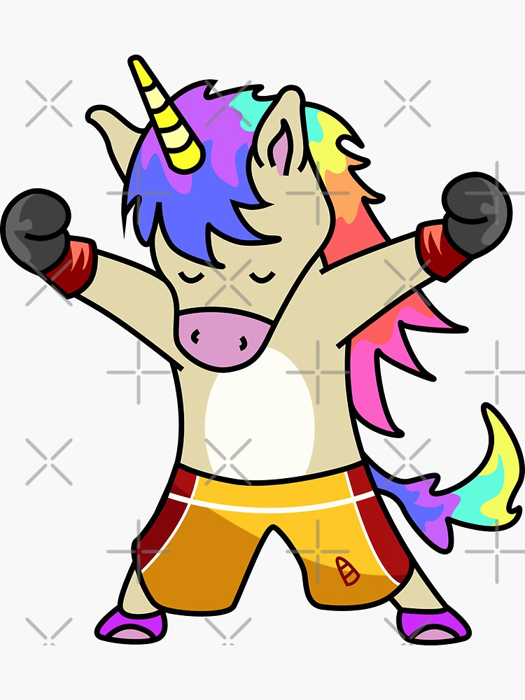 "My boxing unicorn drawing" Sticker for Sale by Blondiabshop | Redbubble