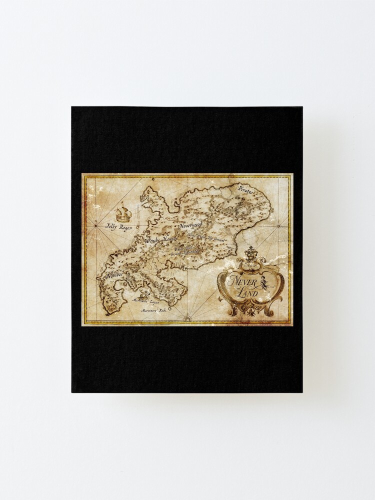 "Peter Pan's Neverland Map" Mounted Print for Sale by moviemaniacs ...