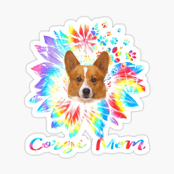 "Womens Sunflower Corgi Mom Tie Dye Dog " Sticker for Sale by ...
