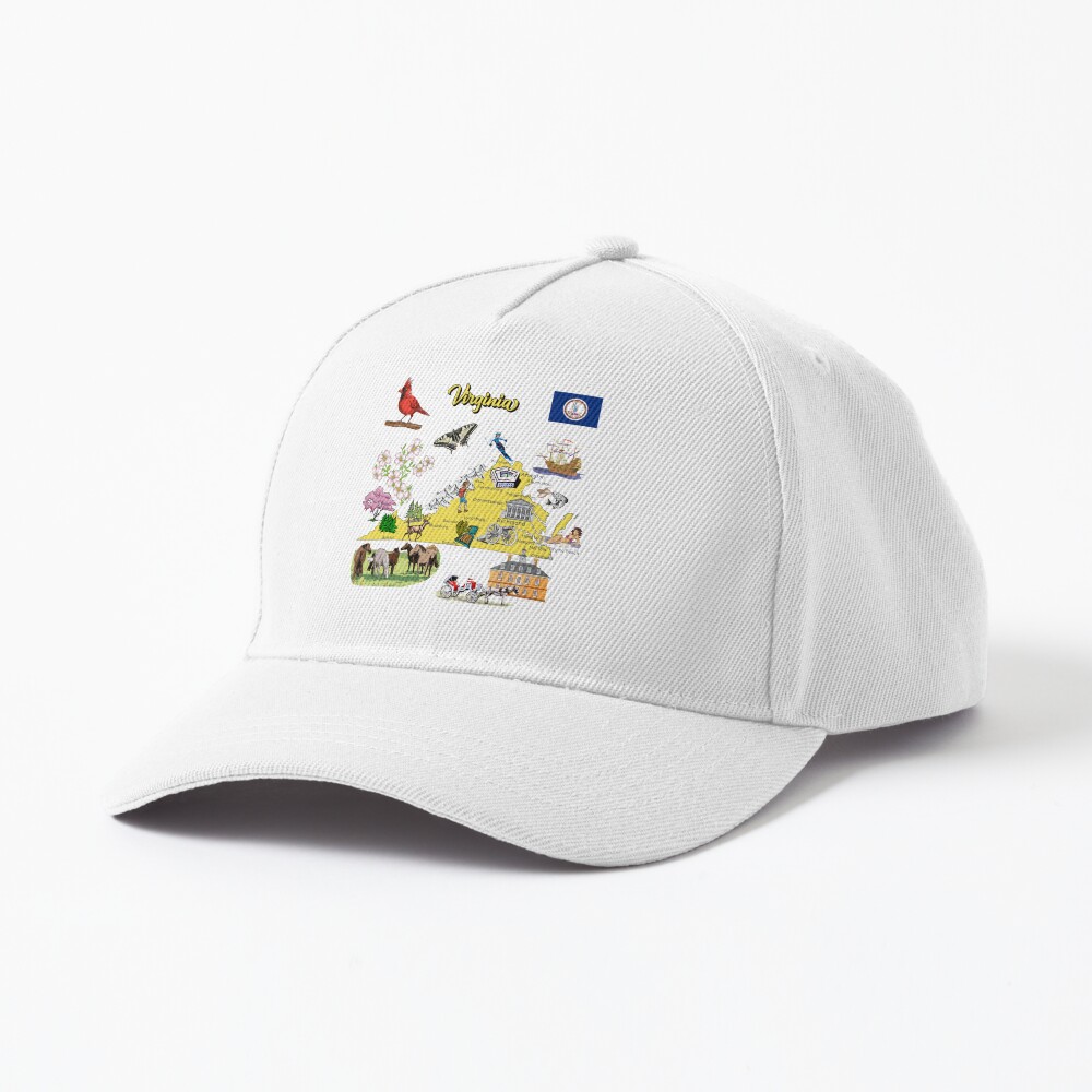 "Virginia state tourist map with landmarks, flag and famous symbols ...