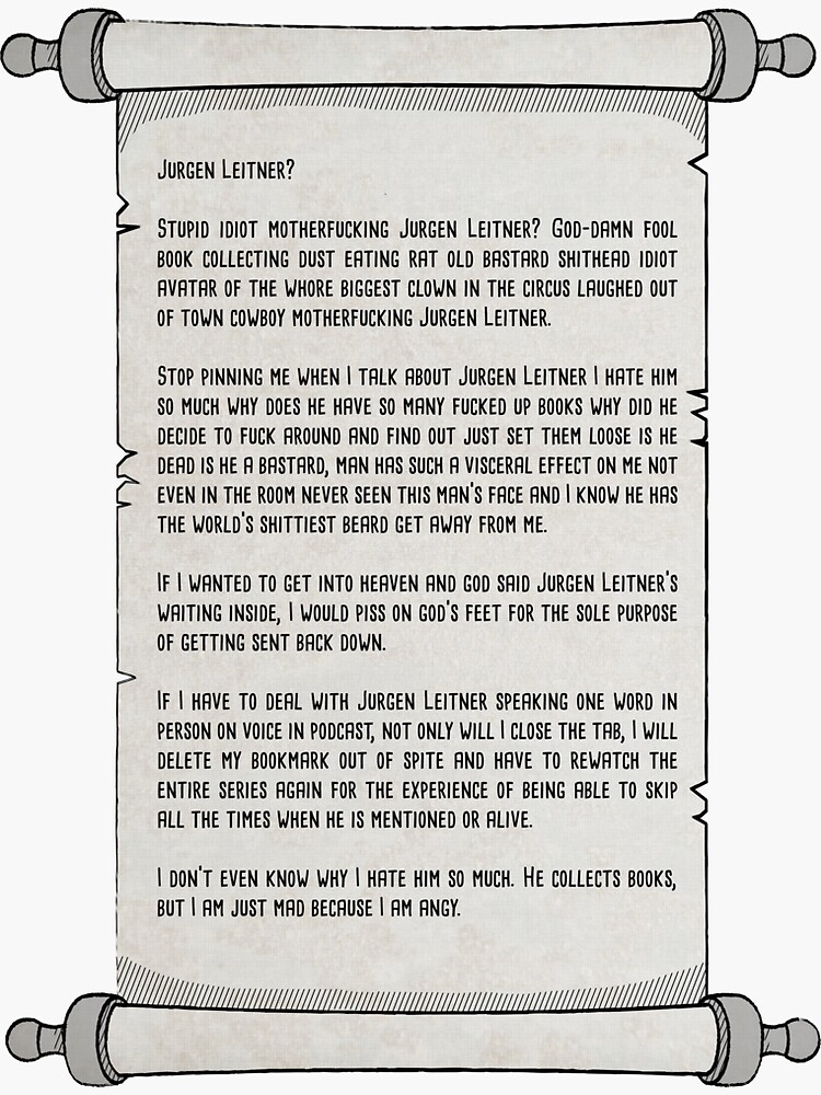 "Jurgen Leitner Rant" Sticker for Sale by Frilnos | Redbubble