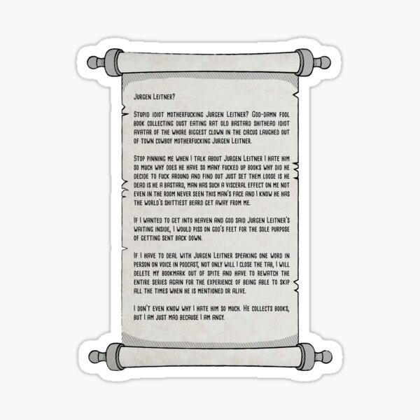 "Jurgen Leitner Rant" Sticker for Sale by Frilnos | Redbubble