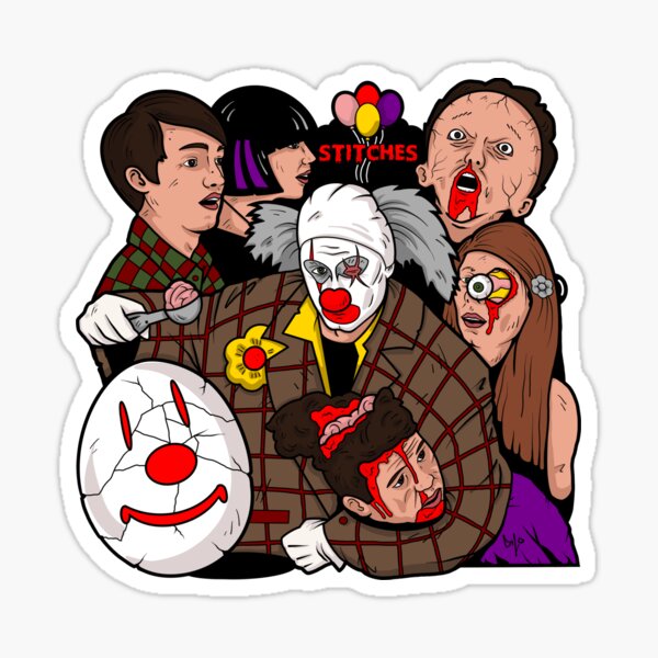 "Stitches the Clown Horror Comedy " Sticker for Sale by DiLo-Draws ...