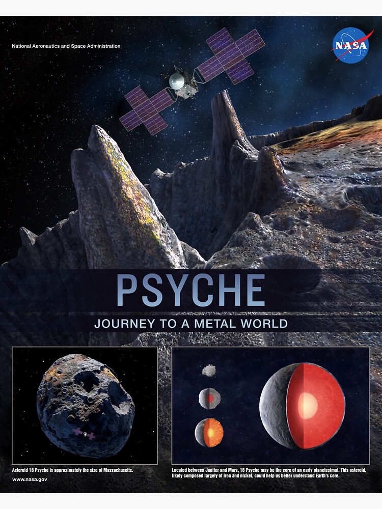 "NASA Psyche mission overview poster" Sticker by SolidEarthArt | Redbubble