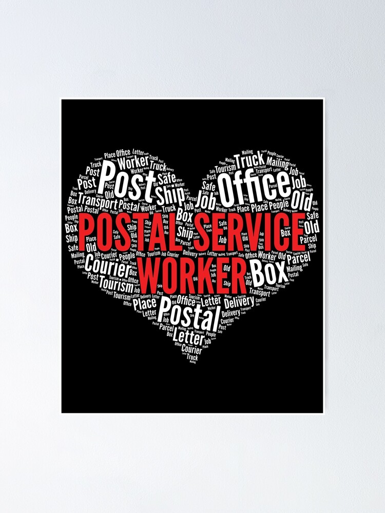 "Postal service worker Heart Shape Word Post Office design" Poster for ...
