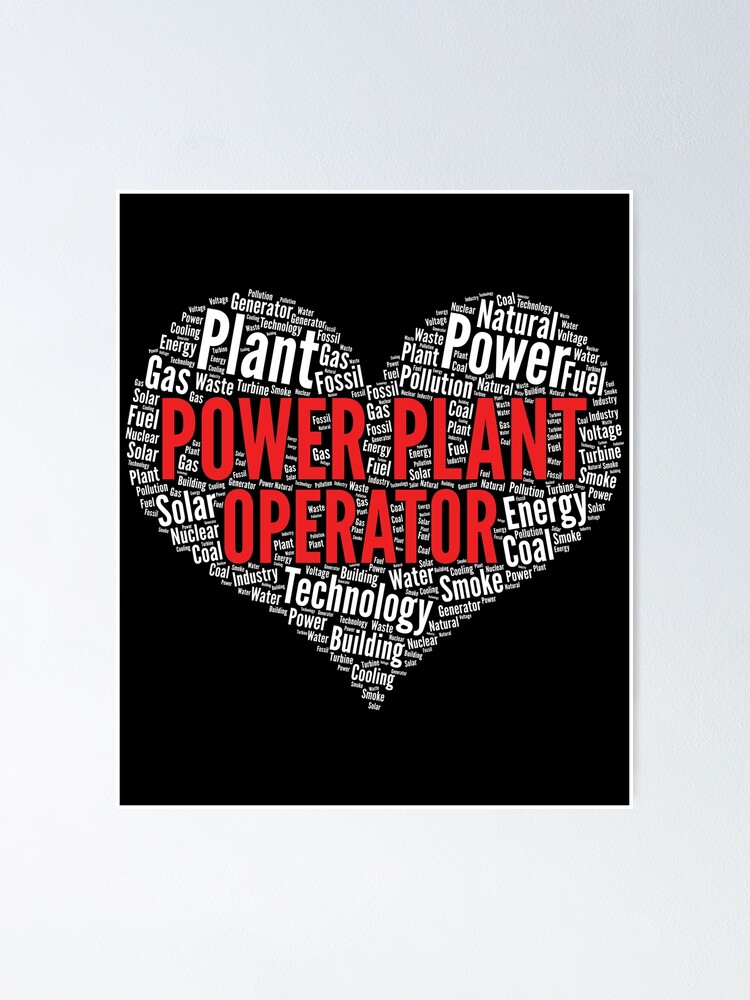 "Power plant operator Heart Shape Word Cloud Design design" Poster for ...