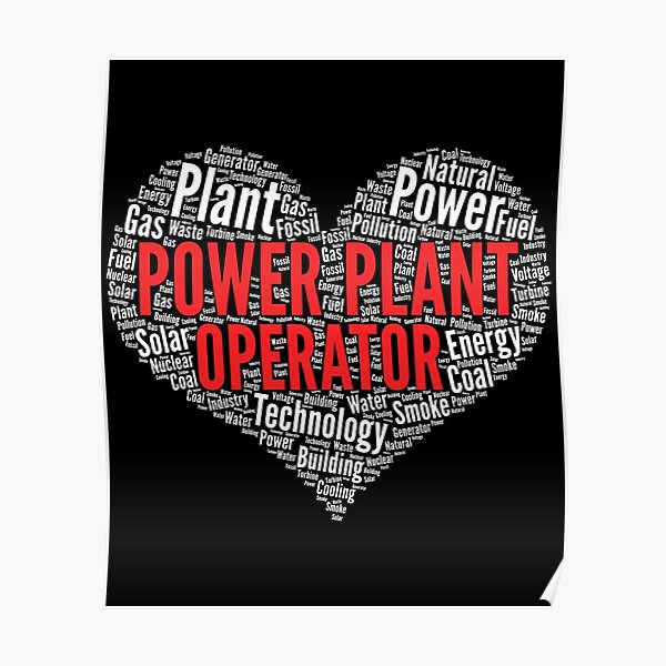 "Power plant operator Heart Shape Word Cloud Design design" Poster for ...