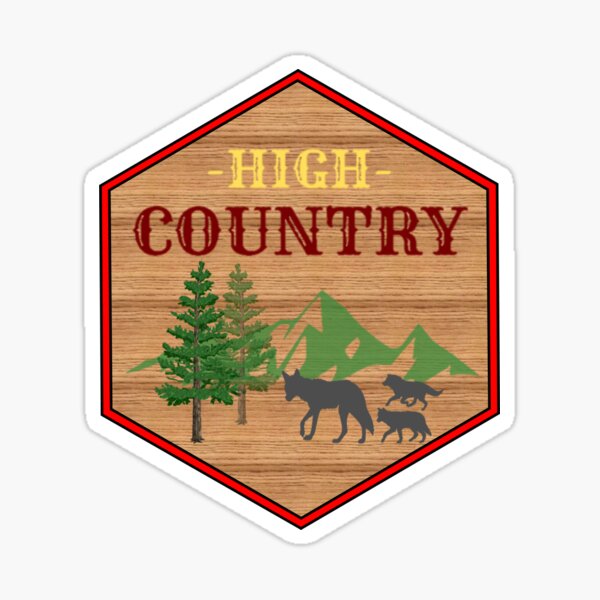 "High Country Wood Plaque with Wolf and Pups on Black" Sticker for Sale ...