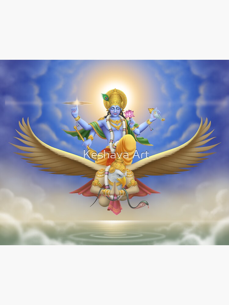 "Sri Vishnu and Garuda" Sticker for Sale by Keshava Art | Redbubble
