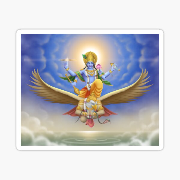 "Sri Vishnu and Garuda" Sticker for Sale by SolaceOm | Redbubble
