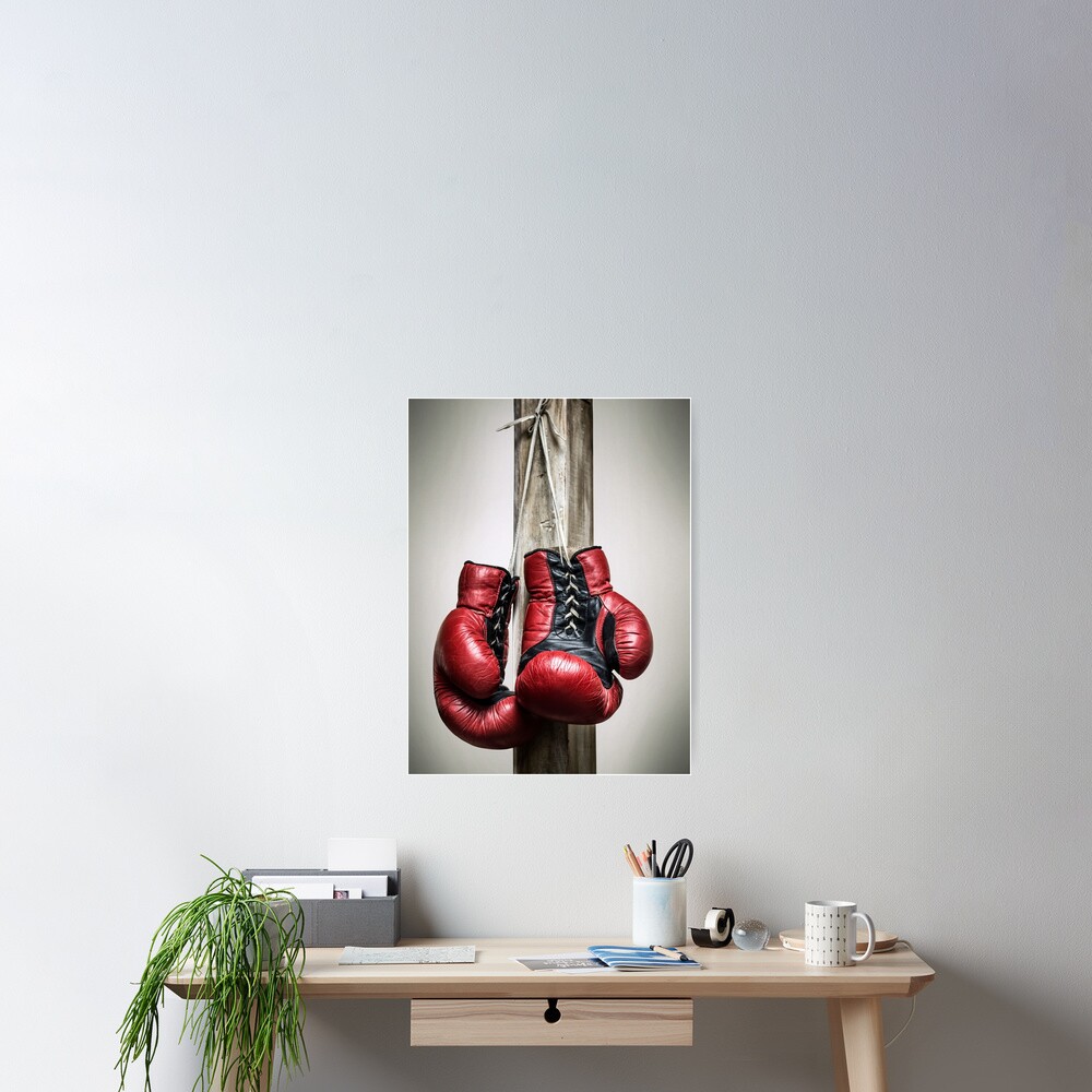 "Red, vintage boxing gloves" Poster for Sale by DimDom | Redbubble