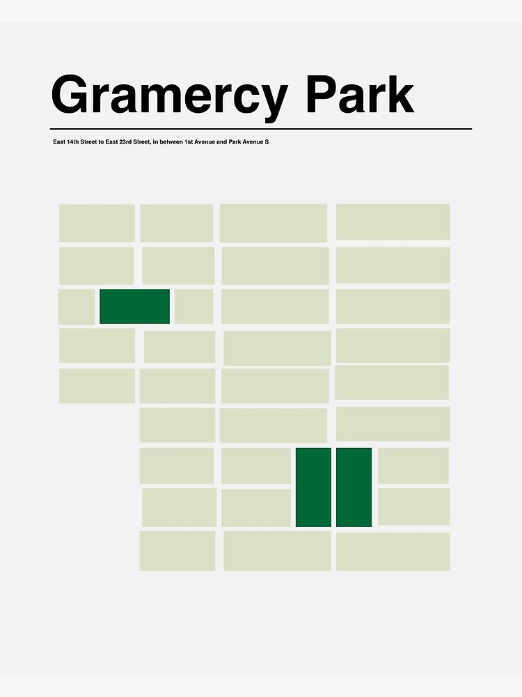 Póster «Póster Mapa del vecindario de NYC Gramercy Park» de luckytooth ...