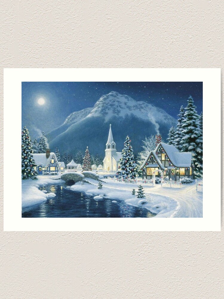 "Christmas Village Painting" Art Print for Sale by fairytree | Redbubble