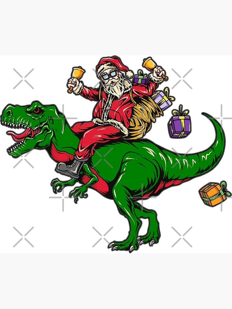 "Santa Riding a T Rex" Poster for Sale by PackingAPunch | Redbubble