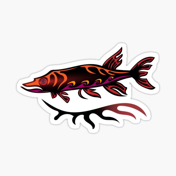 "Sunset Fish Ojibwe Indigenous WAWEZHI CANADA" Sticker for Sale by ...