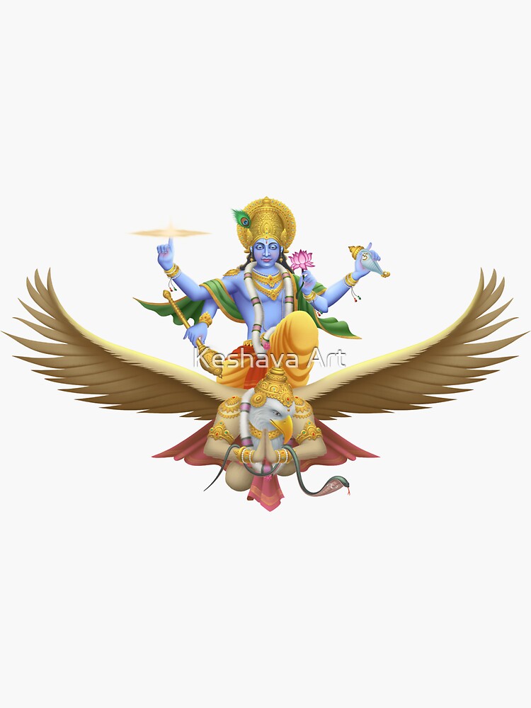 "Sri Vishnu and Garuda (clear background)" Sticker for Sale by SolaceOm | Redbubble