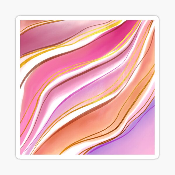 "Flowy Pink Marble Effect with Gold Tint" Sticker by ojasha | Redbubble