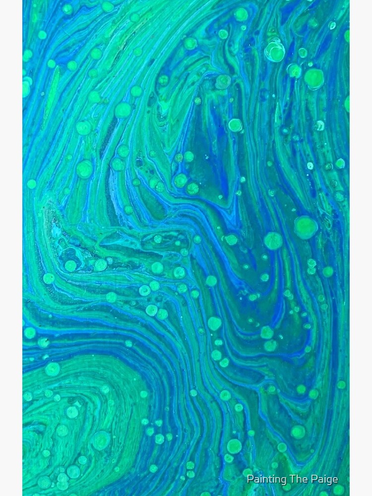 "Alien Whirlpool blue green acrylic paint pour painting ocean sea art ...