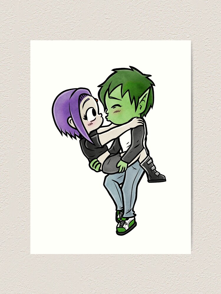 "Chibi BBRAE - Beastboy and Raven" Art Print for Sale by CryptidArt ...