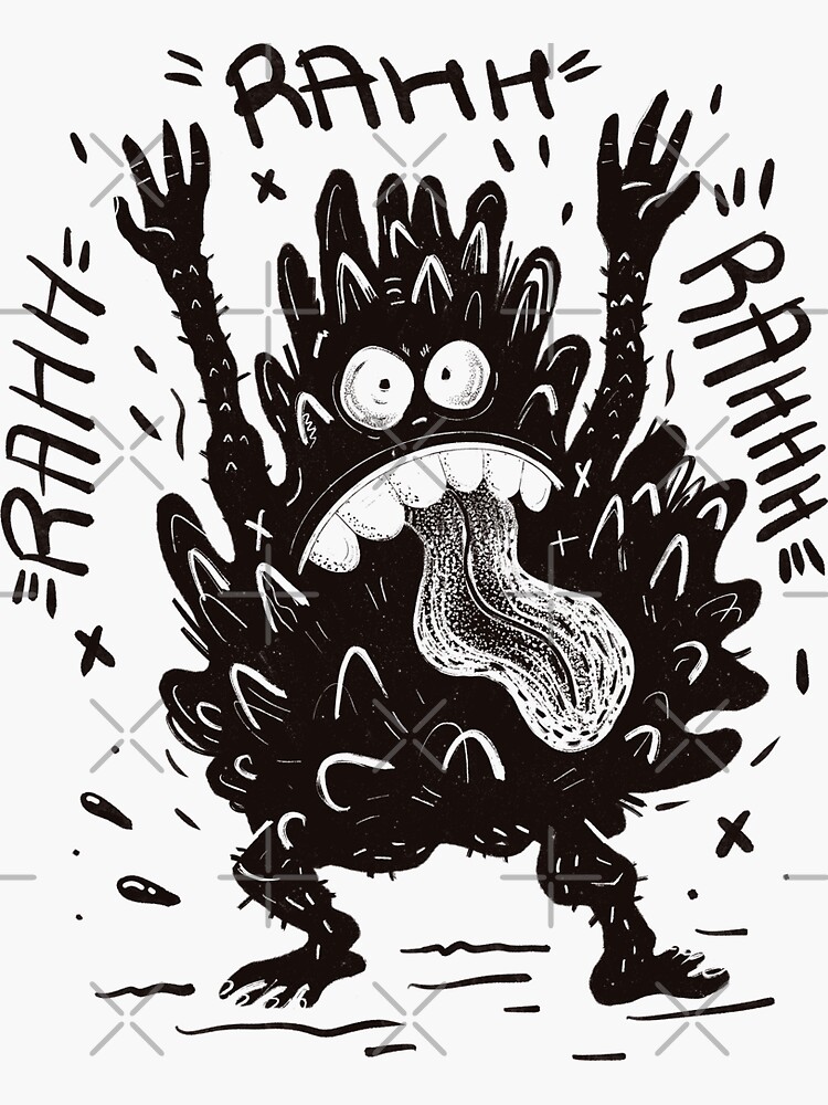 "Inky Monster Rahh Cute and Funny illustration " Sticker for Sale by ...