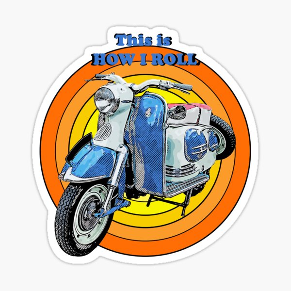 "Funny Retro Vintage Bike Moped Scooter Adventure Motorcycle" Sticker ...