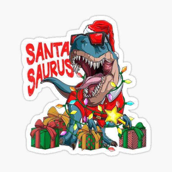 "T Rex Christmas Santa Saurus Christmas T Rex Boys Dinosaurs" Sticker ...